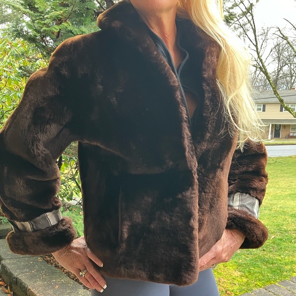 Jackets & Coats | Vintage Chocolate Brown 195s Vintage Mouton Fur Coat ...